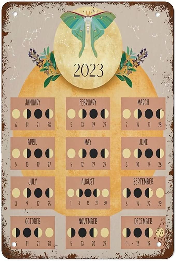Metal Tin Sign 2023 Lunar Calendar Track The Phases of The Moon Poster ...