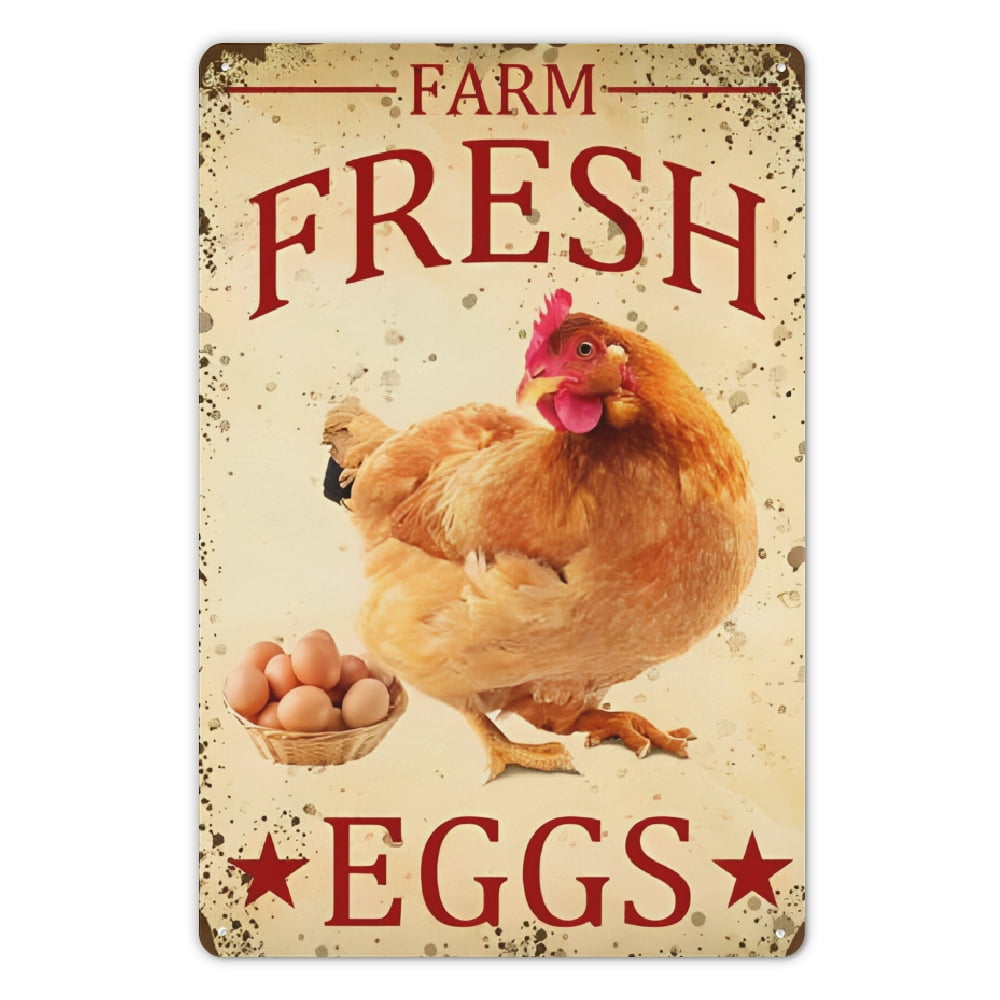 Metal Tin Sign 8 x 12 Inch-Chicken-Sign Metal-Sign Wall-Art Yard, Farm ...