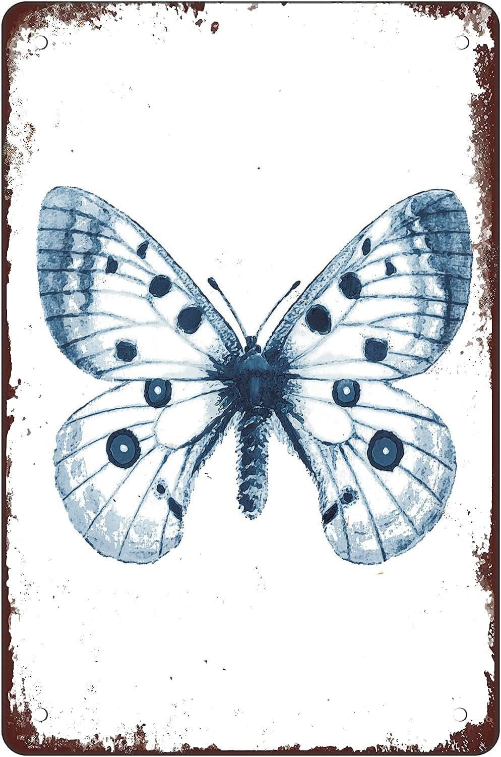 Metal Tin Sign 8x12 Inch Blue Butterfly Tin Sign Vintage Cave Bar Home ...