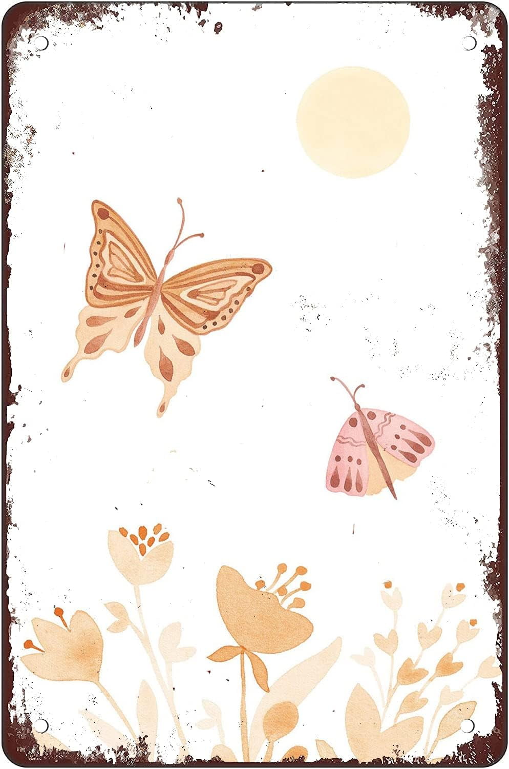 Metal Tin Sign 8x12 Inch Boho Butterfly And Moon Tin Sign Vintage Cave ...