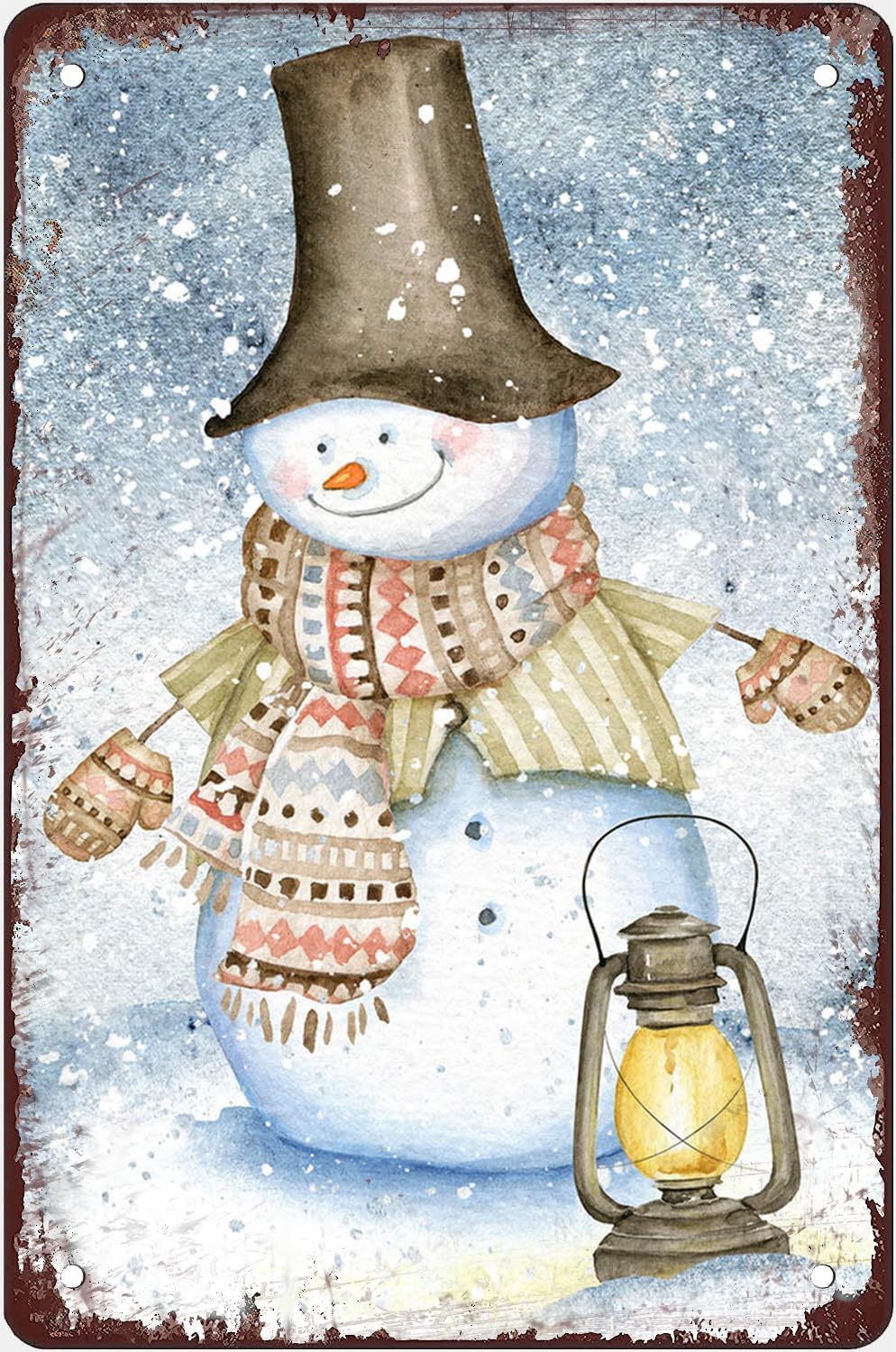 Metal Tin Sign 8x12 Inch Christmas Snowman Winter Christmas Tin Signs ...