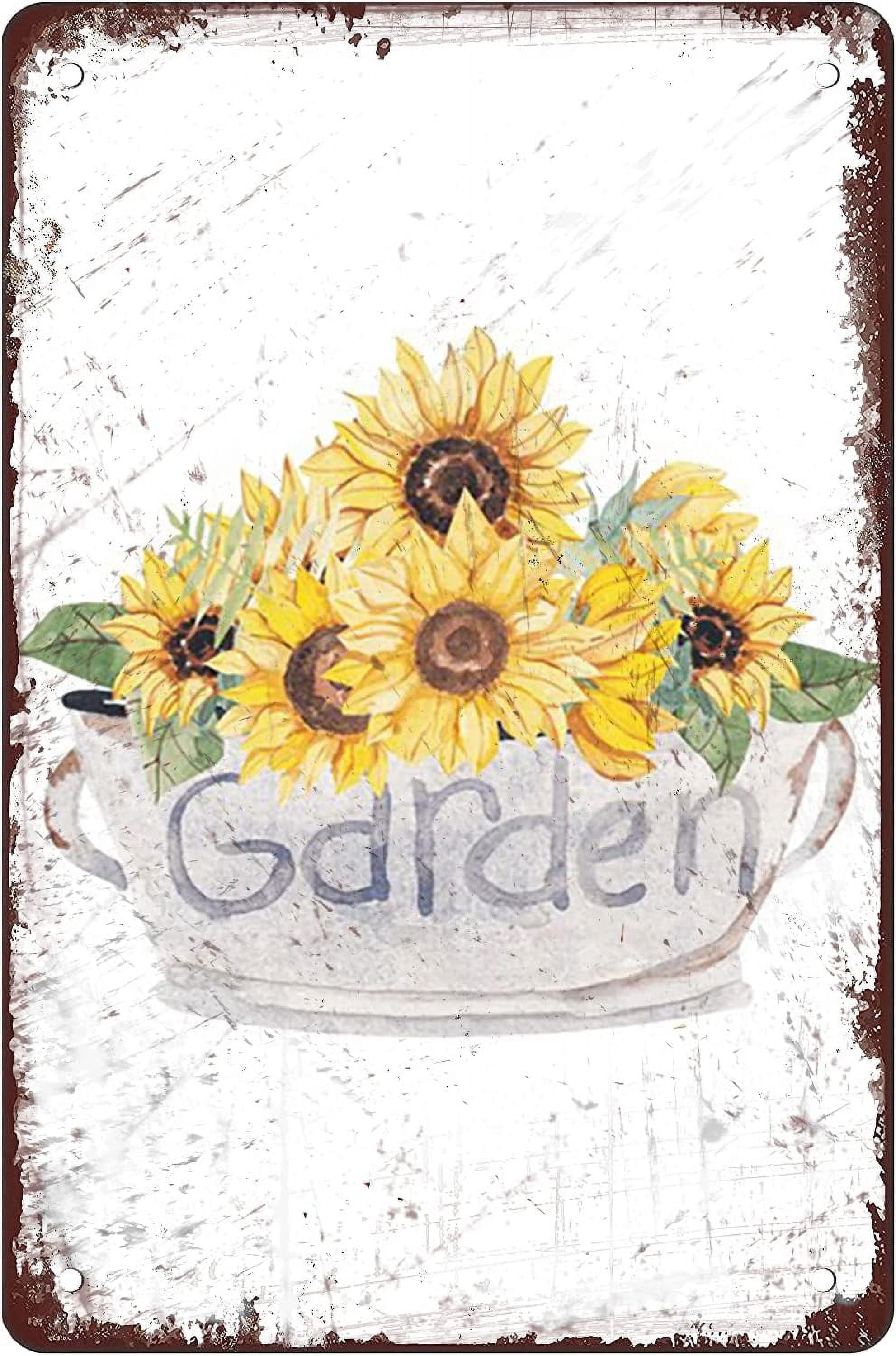 Metal Tin Sign 8x12 Inch Garden Sunflowers Vintage Garden Tin Sign ...