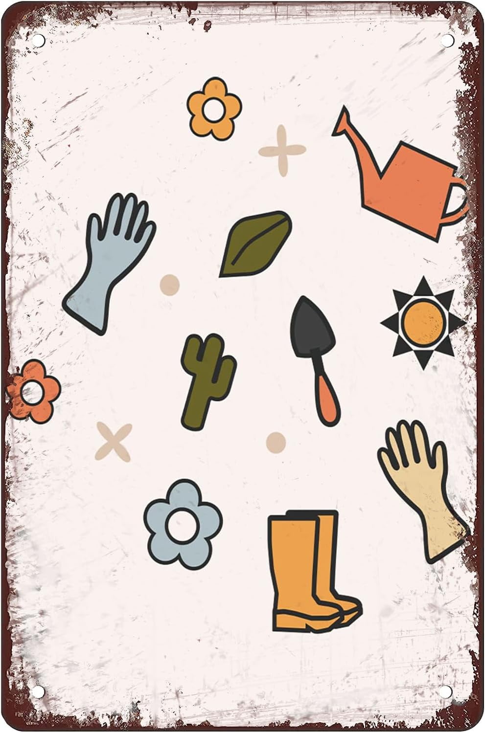 Metal Tin Sign 8x12 Inch Plant Lover Flower Garden Tools Hoe Metal Sign ...