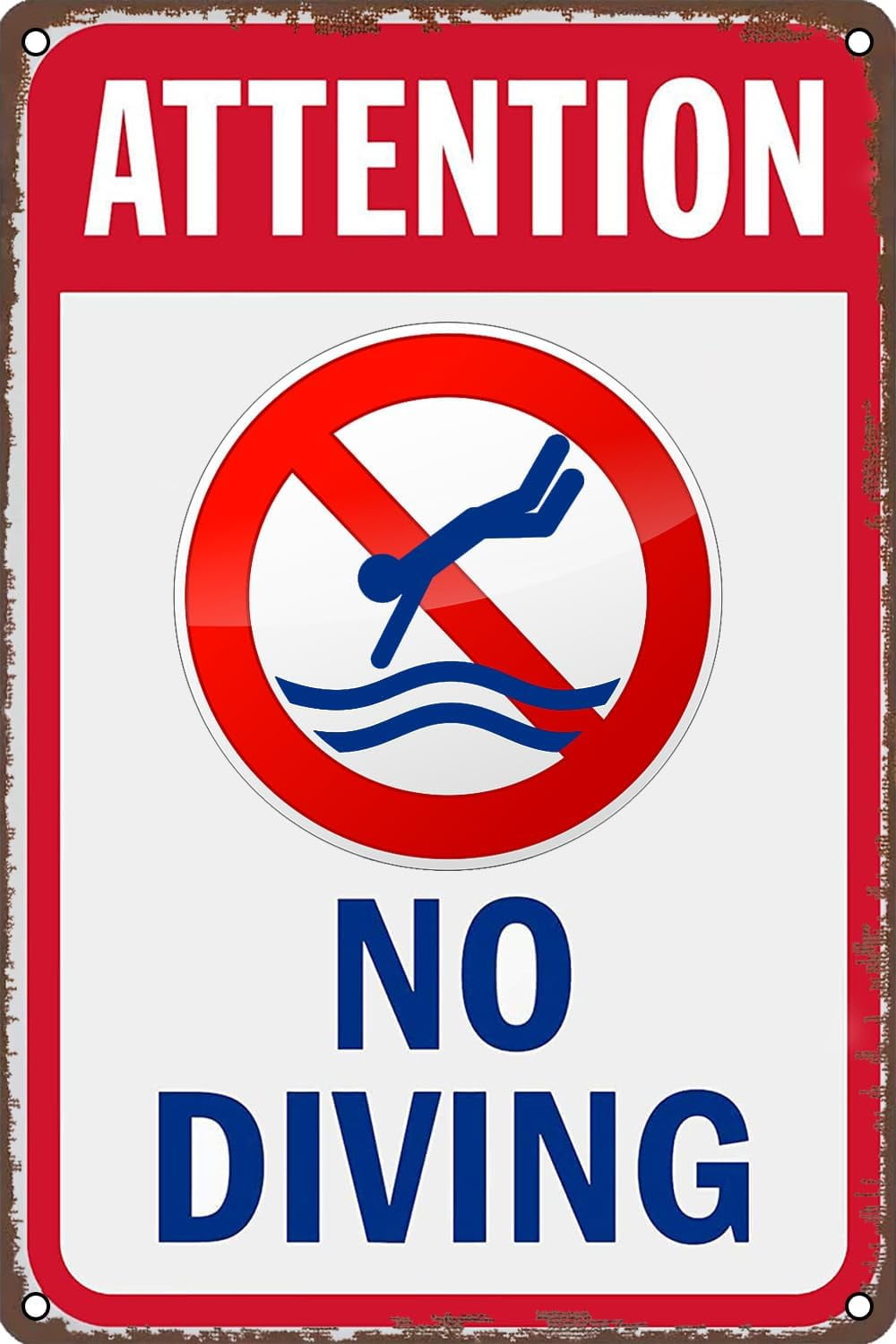 Metal Tin Sign 8x12 Inch Metal Sign Pool Attention No Diving Sign Wall ...