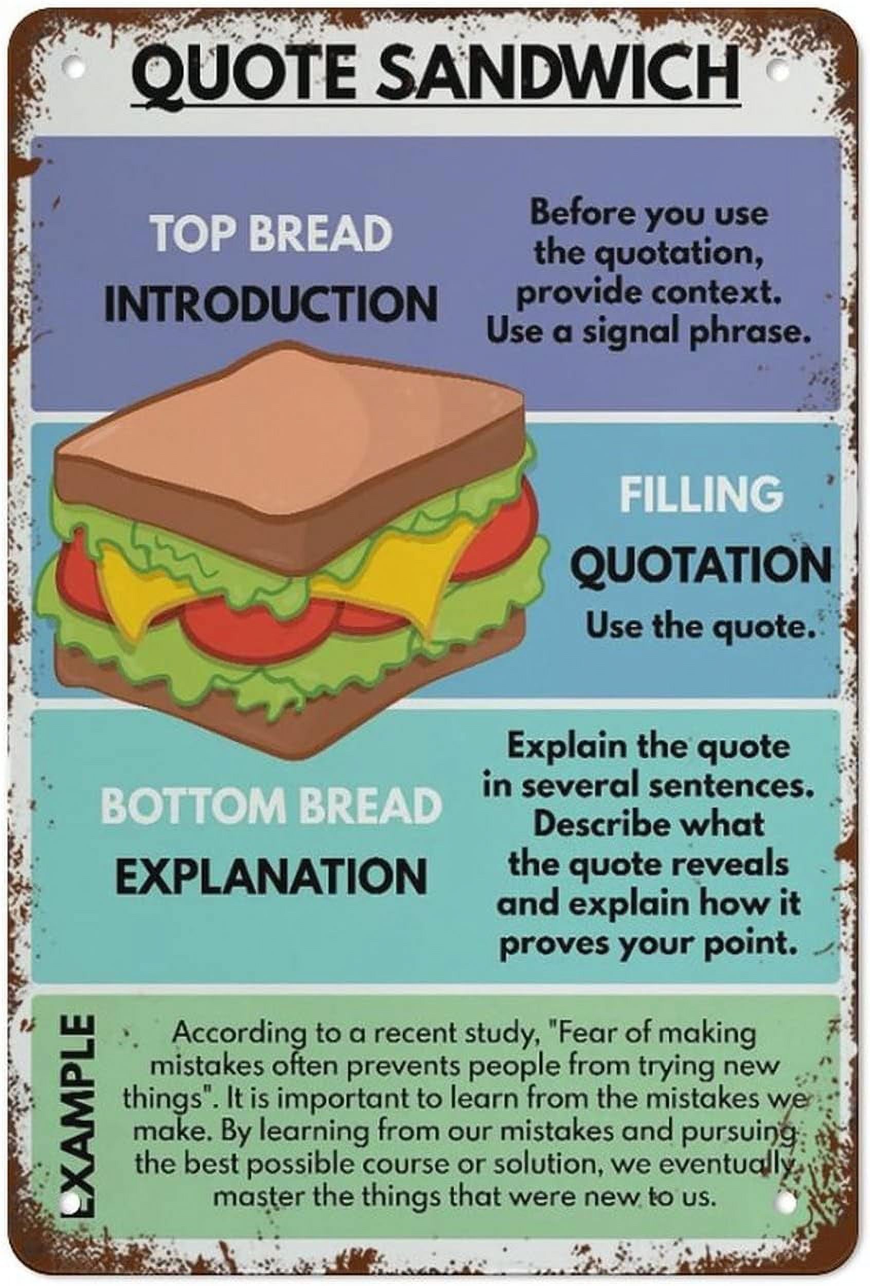 Metal Tin Sign 8x12 Inch Quote Sandwich Retro Poster Wall Decor Vintage ...