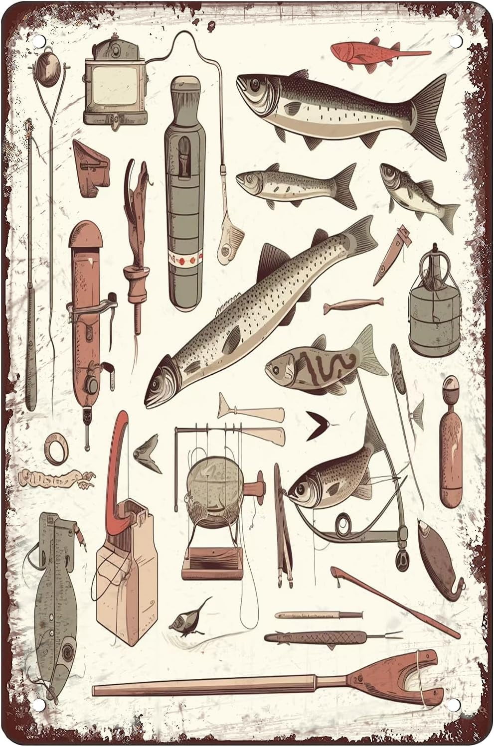 Metal Tin Sign 8x12 Inch Retro Fishing Outdoor Fishing Funny Sign ...