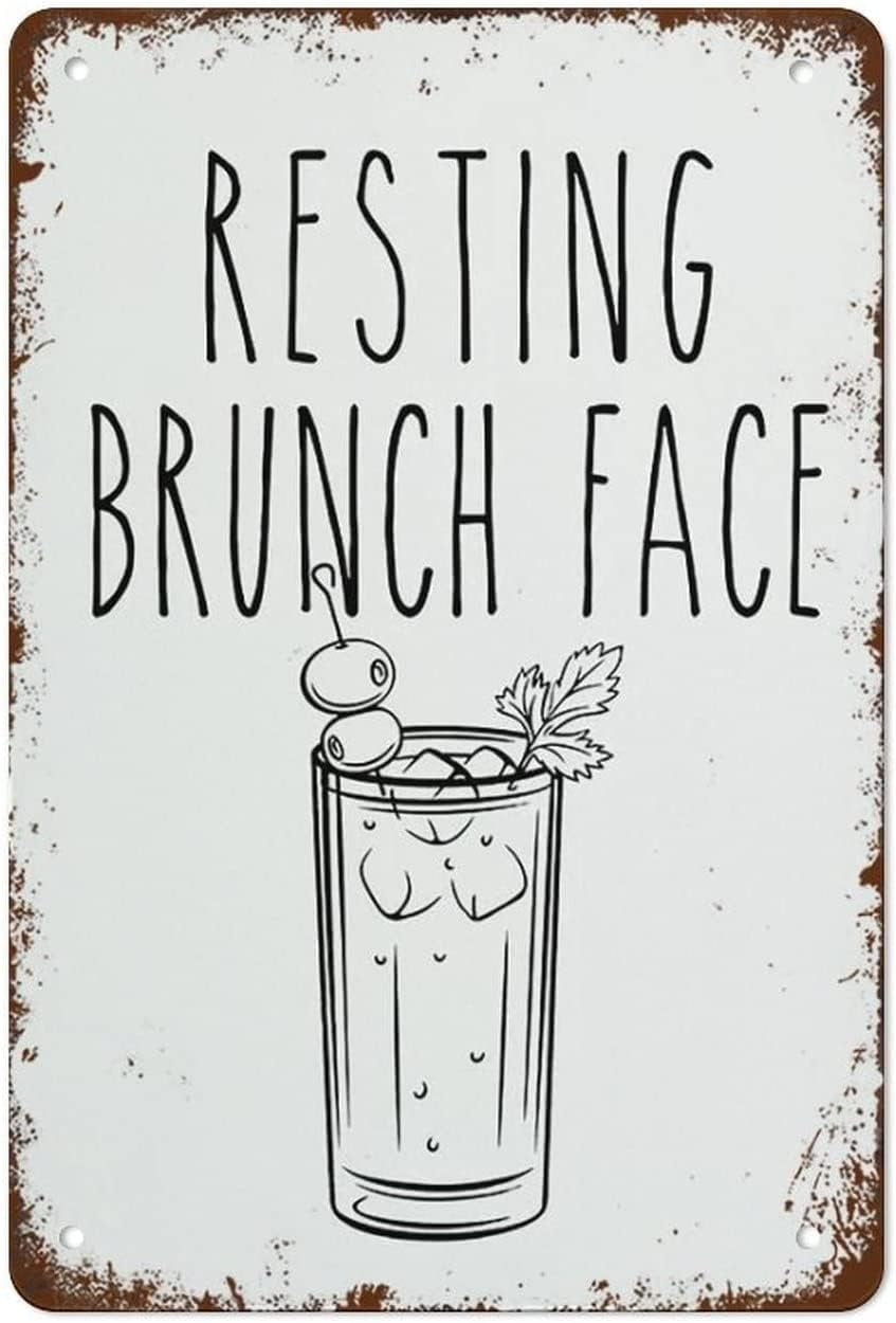 Metal Tin Sign 8x12 Inch Tin Signs Vintage Resting Brunch Face Funny ...