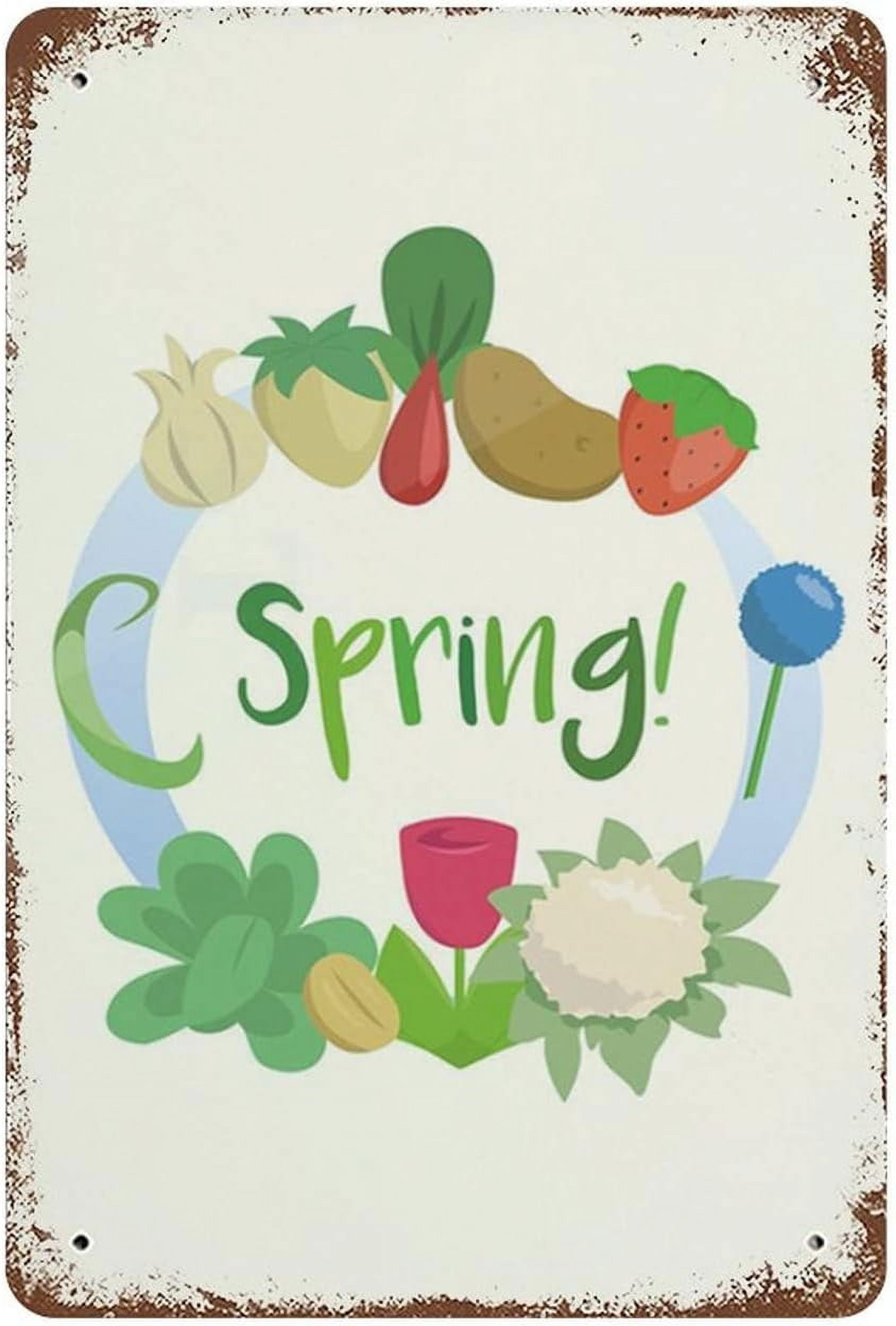 Metal Tin Sign 8x12 Inch Spring Crops Tin Signs Retro Poster Decor Wall ...