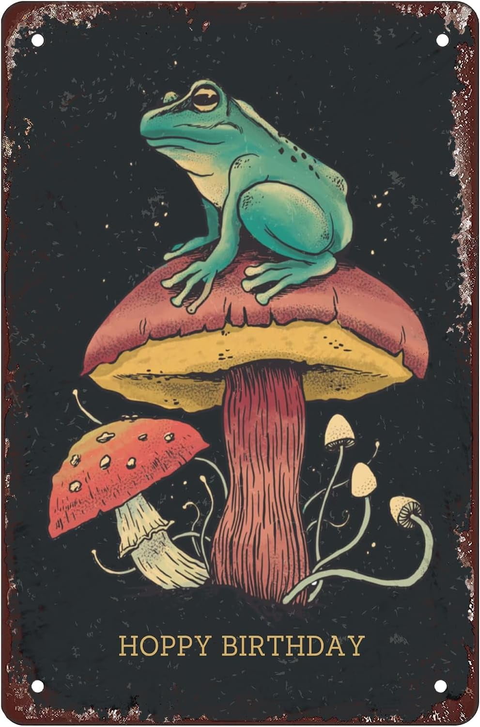 Metal Tin Sign 8x12 Inch Vintage Toadstool Mushroom And Frog Funny ...