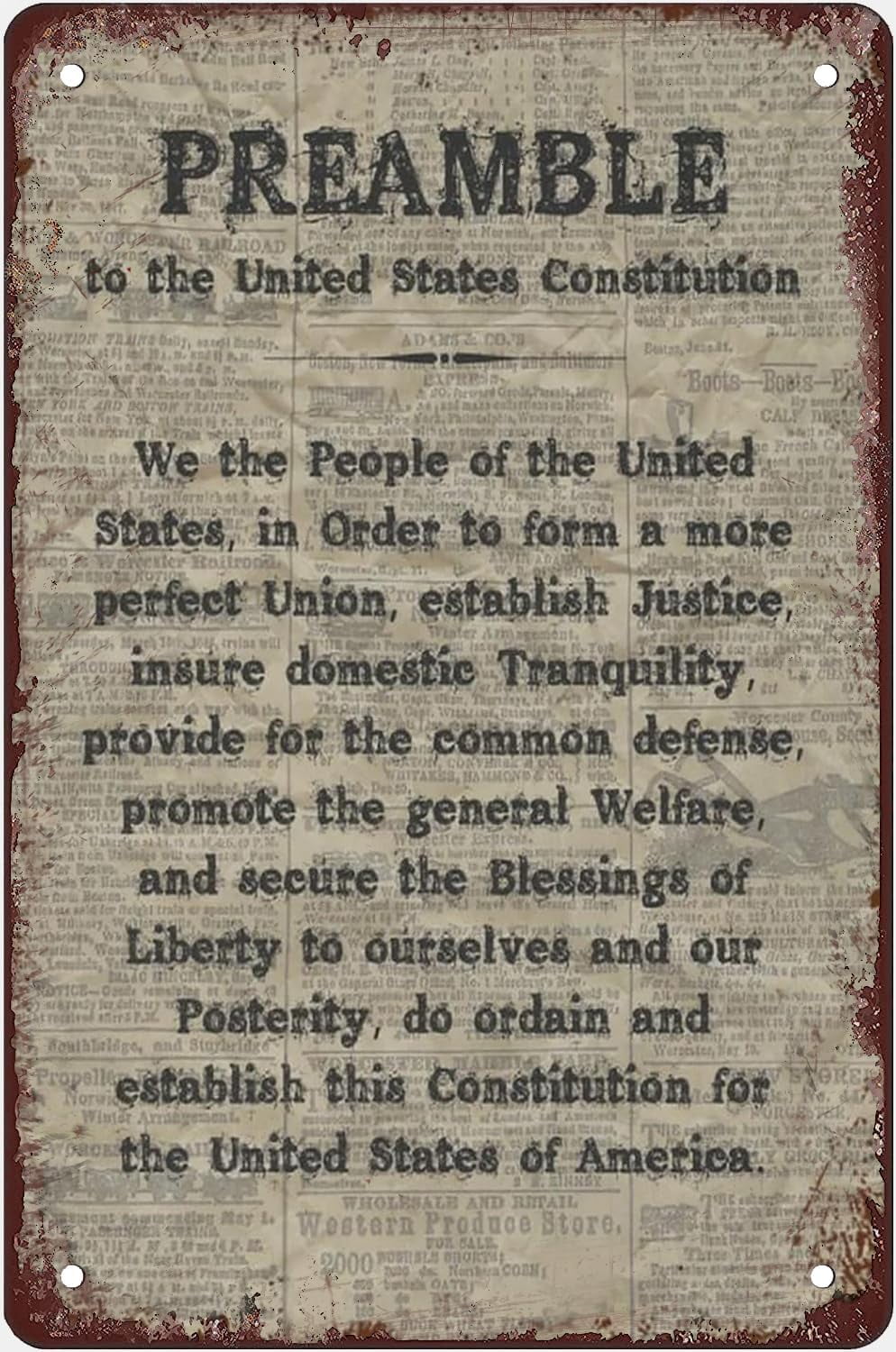 Metal Tin Sign 8x12 Inch We The People Wall Art American History ...