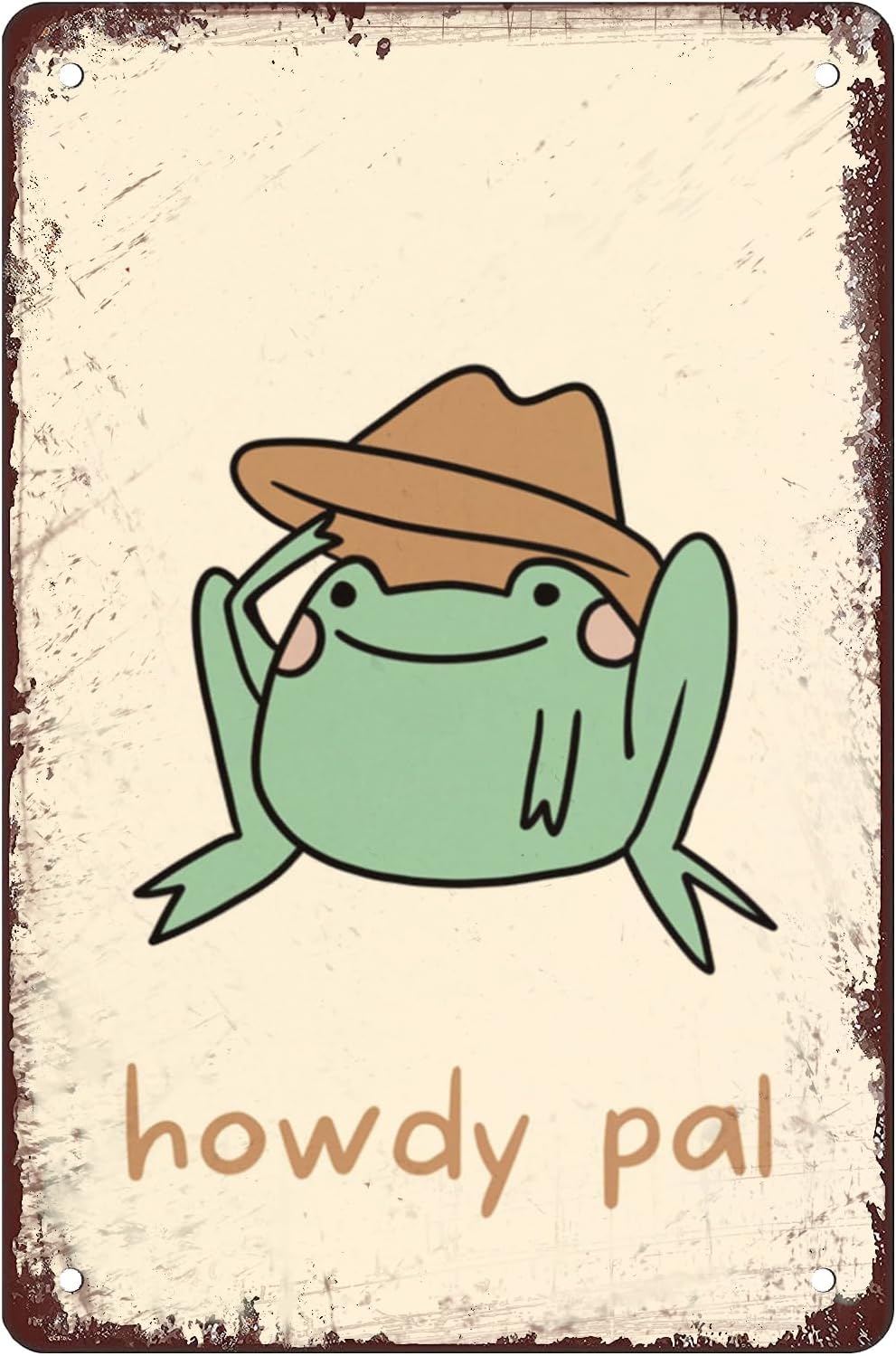Metal Tin Sign 8x12 Inch Western Frog Cowboy Howdy Cowboy Frog Tin ...