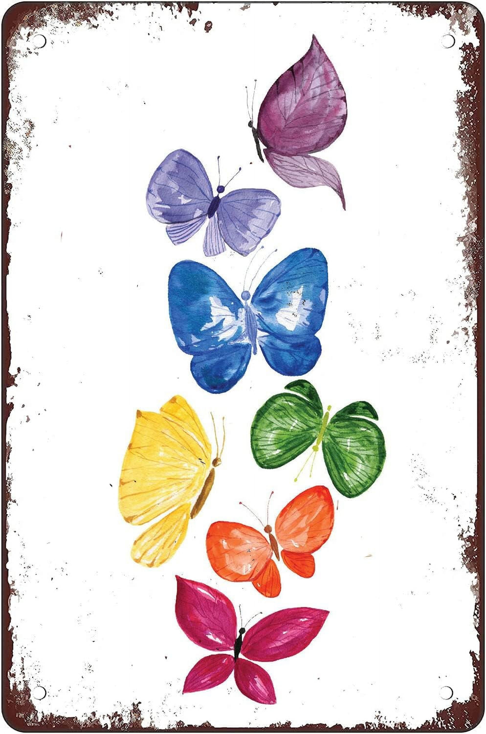 Metal Tin Sign 8x5.5 Inch Butterflies Tin Sign Vintage Cave Bar Home ...