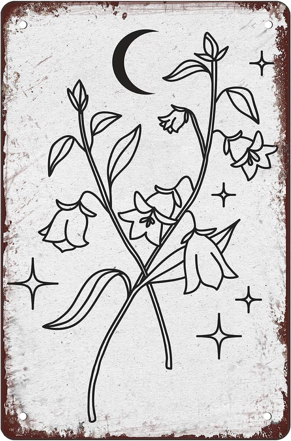 Metal Tin Sign 8x5.5 Inch Celestial Lily Of The Valley Flower Moon ...