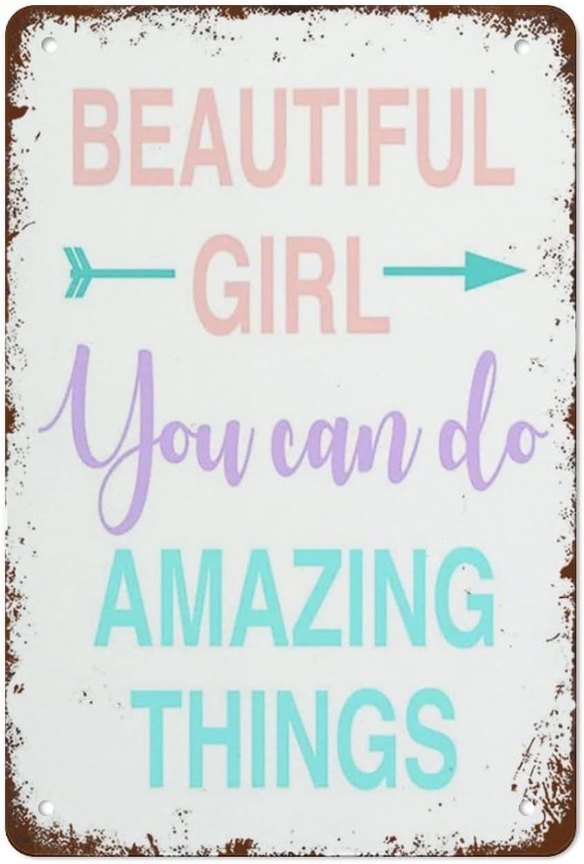 Metal Tin Sign 8x5.5 Inch Girl Bedroom Decor Inspiring Quotes For Girl ...