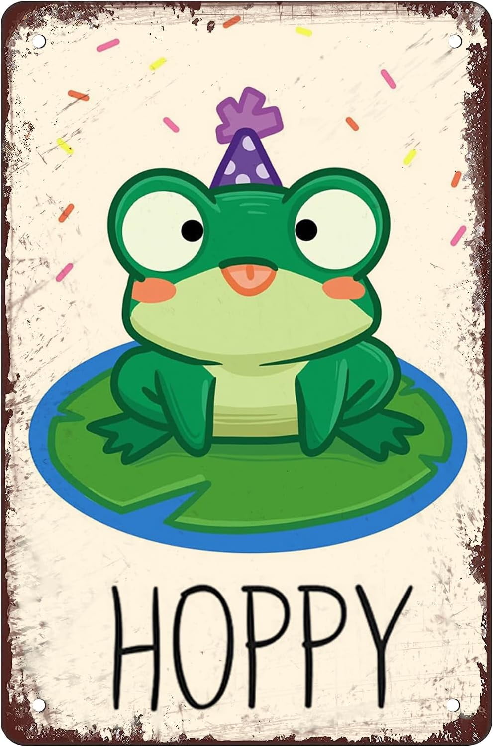 Metal Tin Sign 8x5.5 Inch Hoppy Frog Metal Tin Sign Vintage Style Frog ...