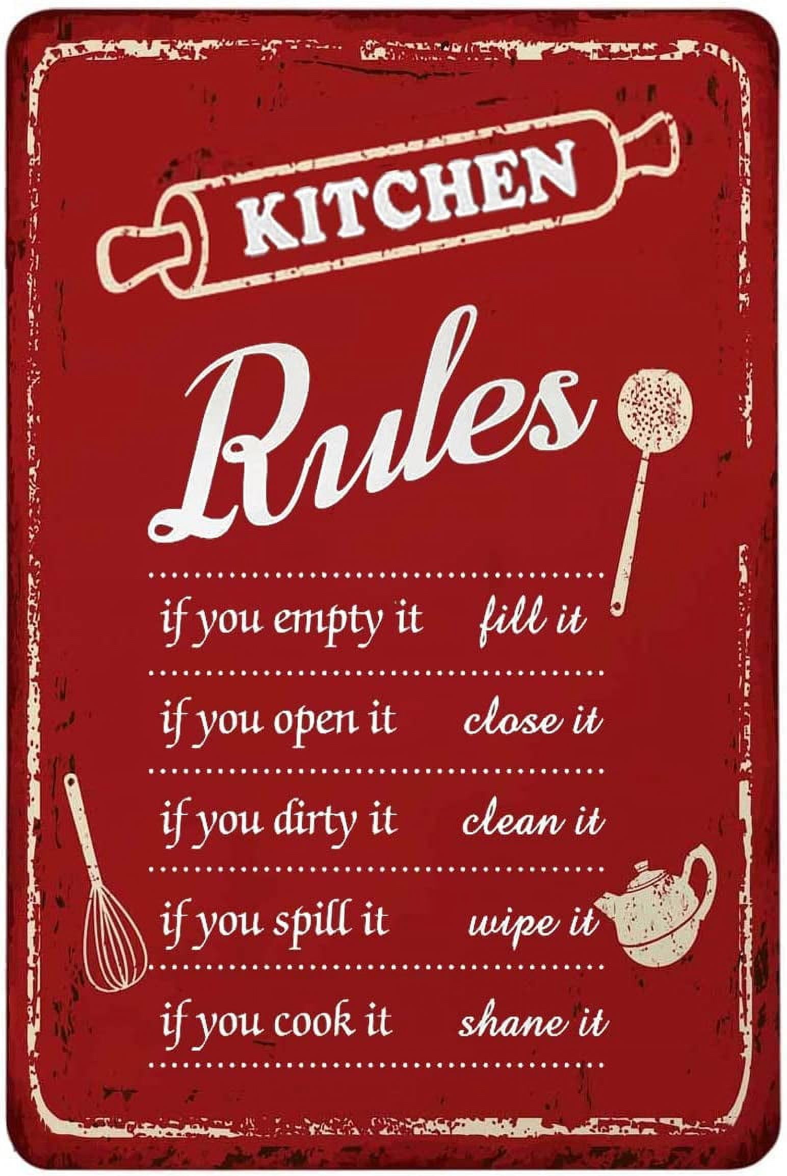 Metal Tin Sign 8x5.5 Inch Kitchen Rules Tin Signs Farm House Kitchen ...
