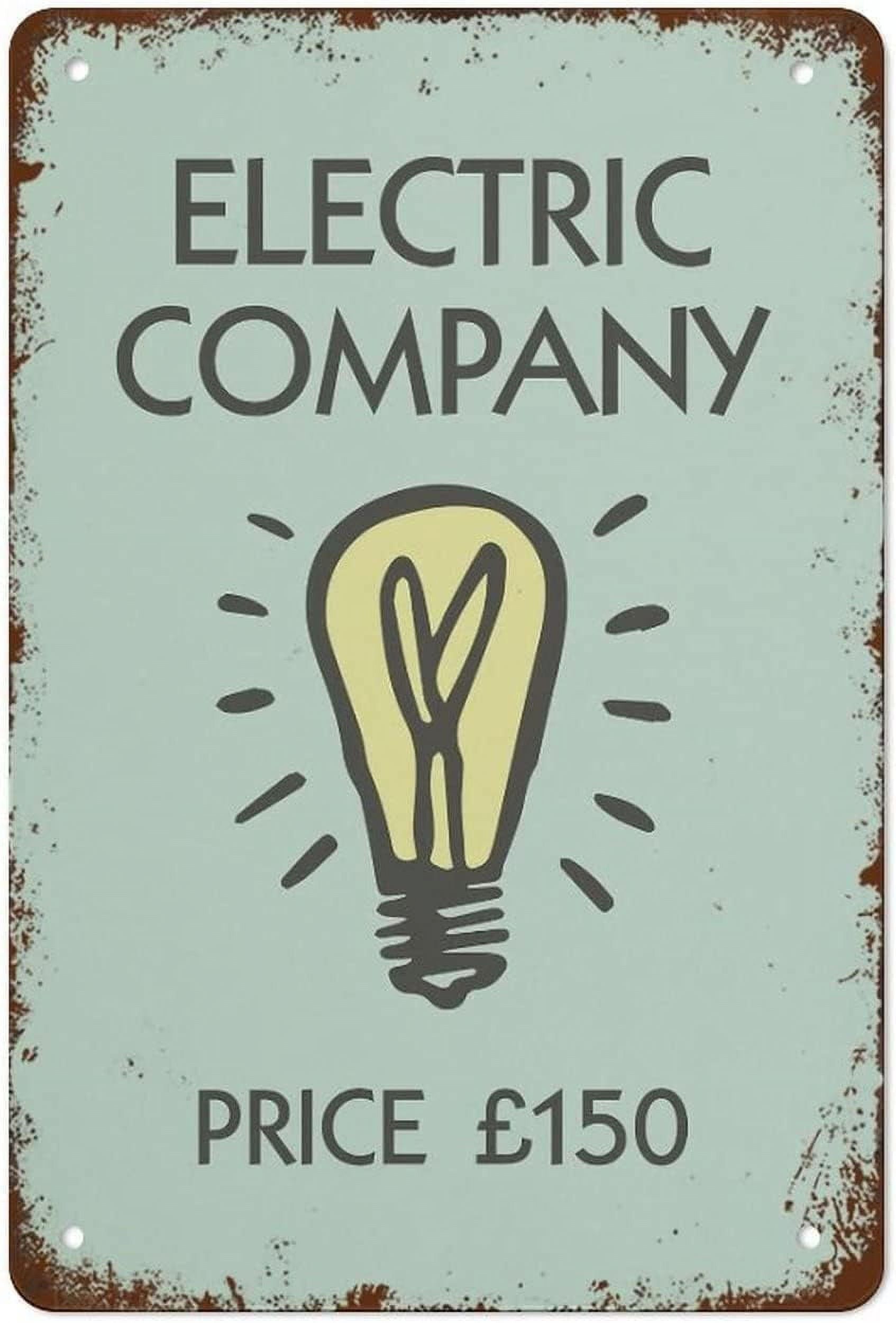 Metal Tin Sign 8x5.5 Inch Tin Signs Vintage Monopoly Inspired Electric ...