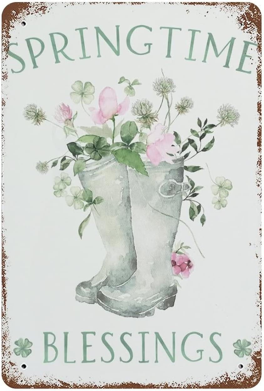 Metal Tin Sign 8x5.5 Inch Springtime Blessings Tin Signs Retro Poster ...