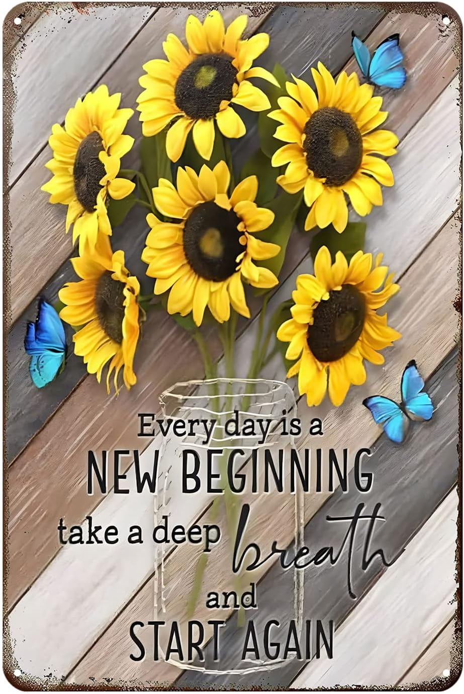 Metal Tin Sign 8x5.5 Inch Sunflower Metal Tin Sign Home Living Room ...