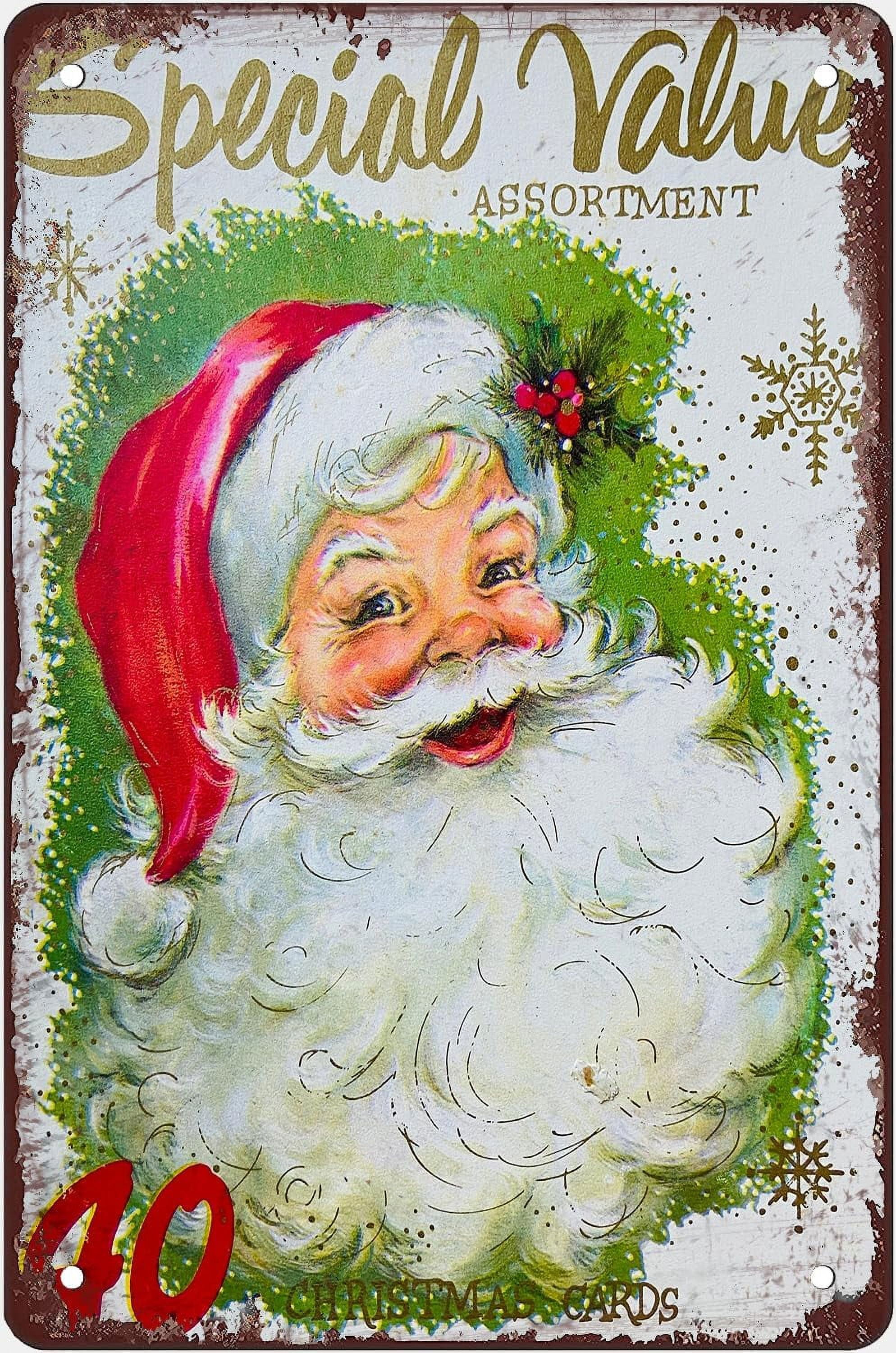 Metal Tin Sign 8x5.5 Inch Vintage Christmas Santa Christmas Tin Signs ...