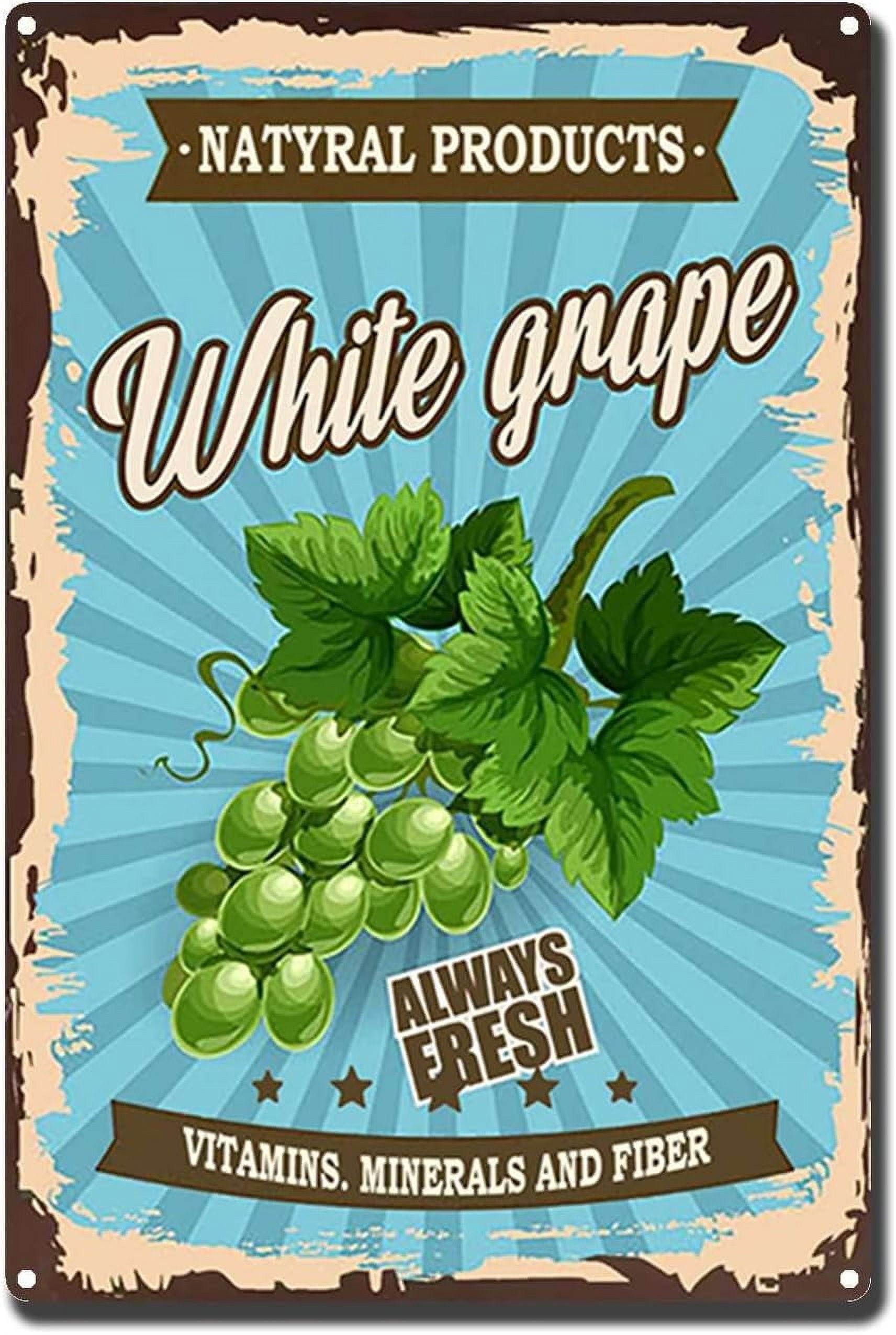 Metal Tin Sign 8x5.5 Inch Vintage White Grape Tin Sign Fruit Metal Sign ...