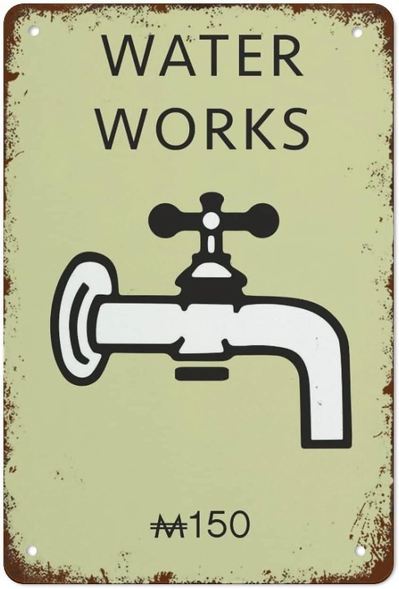 Metal Tin Sign 8x5.5 Inch Water Works Monopoly Board Print Green ...
