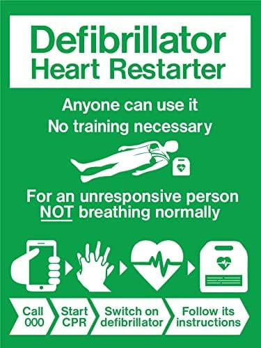 Metal Tin Sign AED Defibrillator Instruction Sign Caution Security ...