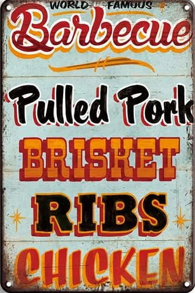 Metal Tin Sign Barbecue Pulled Pork Brisket Ribs Chicken Metal Wall ...