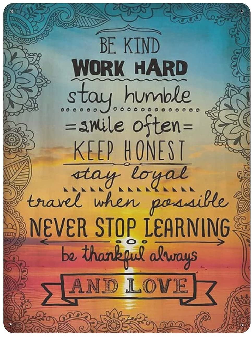 Metal Tin Sign Be Kind Work Hard Stay Humble Vintage Tin Poster Metal ...