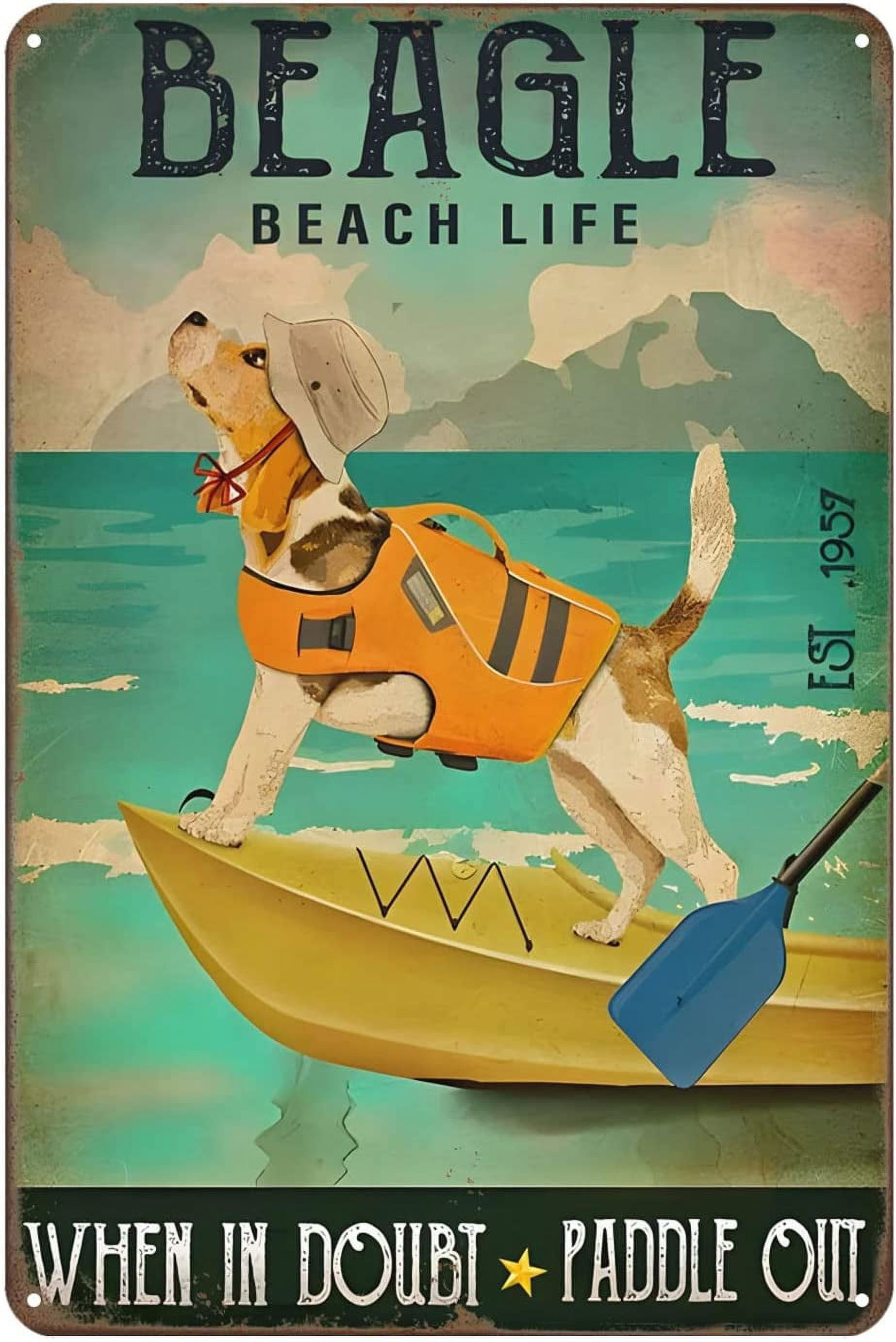 Metal Tin Sign Beagle Beach Life Sign Vintage Tin Sign Retro Sign ...