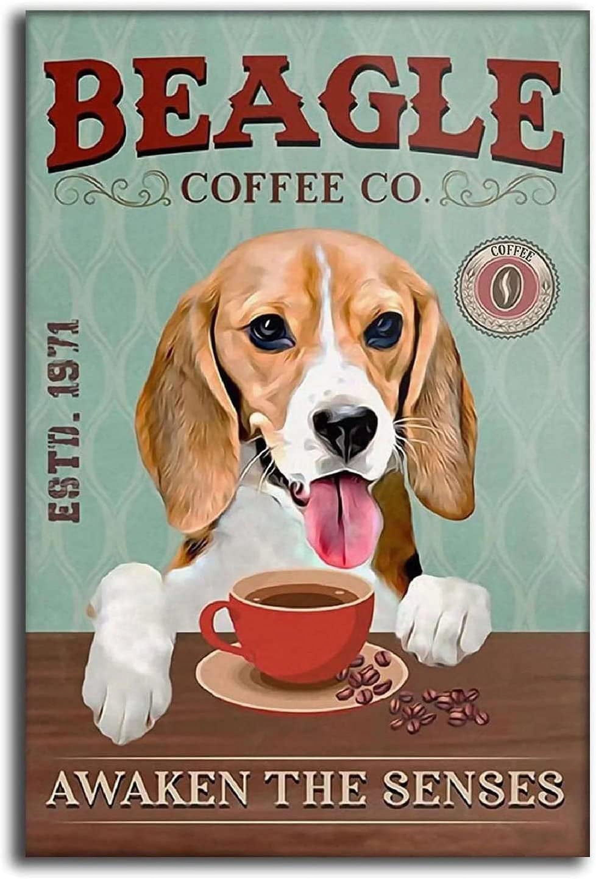 Metal Tin Sign Beagle Coffee Awaken The Senses Signs Vintage Tin Sign ...