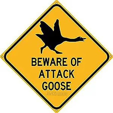 Metal Tin Sign Beware of Attack Goose Road Warning Keep Out Security ...