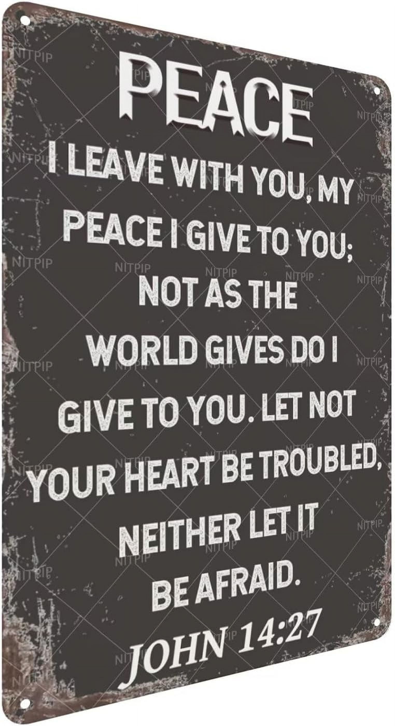 Metal Tin Sign Bible John 14:27 Sign Christian Metal Signs Farmhouse ...