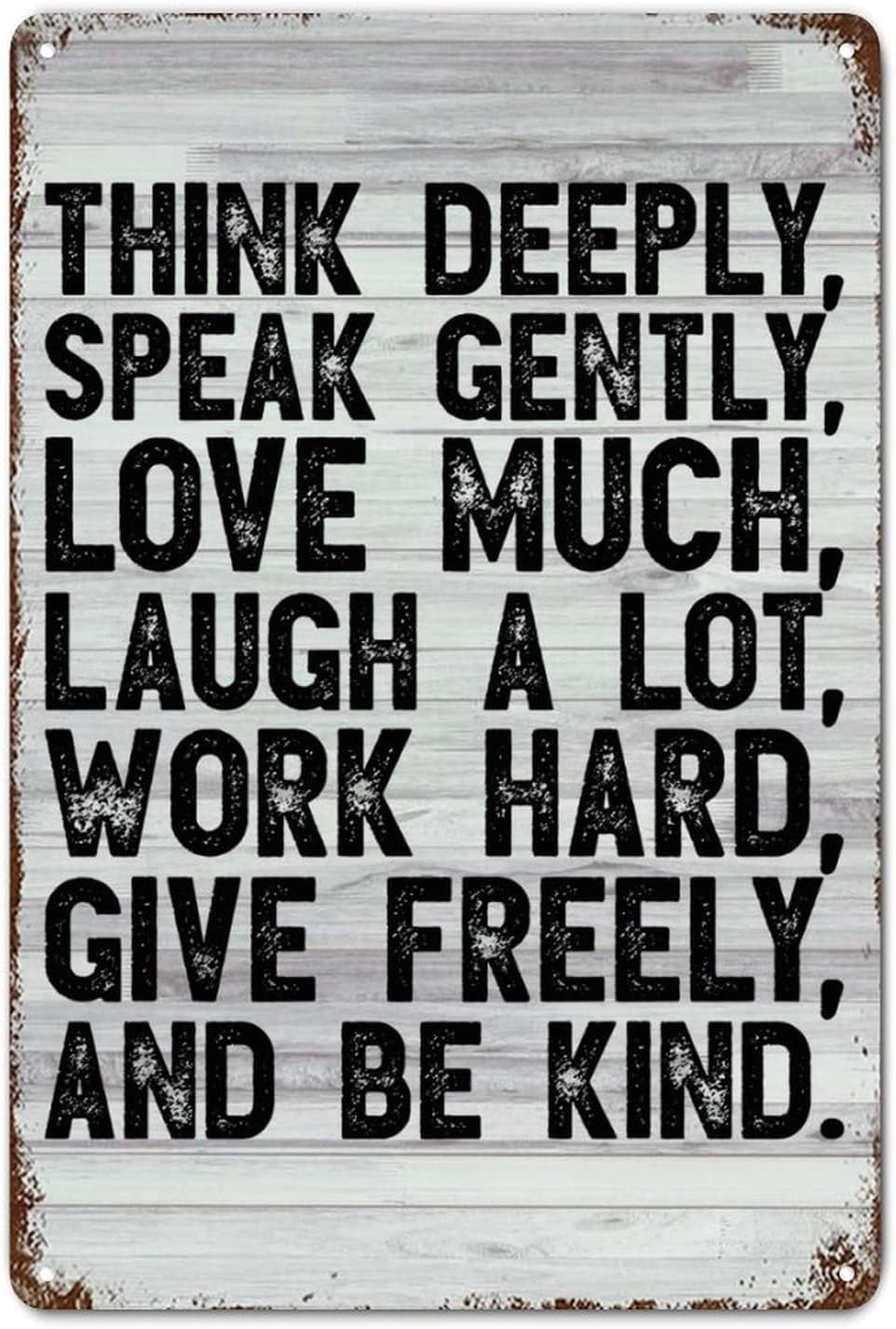 Metal Tin Sign Bible Verse Poster Metal Decor Signs Think Deeply Speak ...