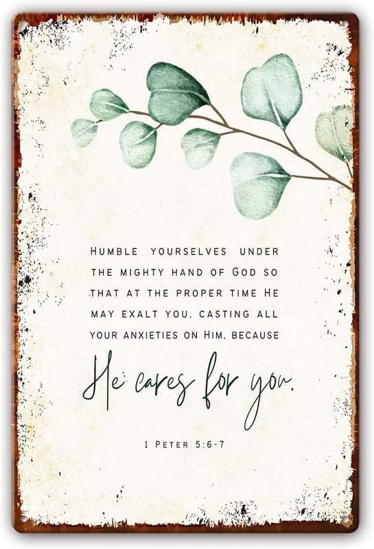 Metal Tin Sign Bible Verse Wall Decor Humble Yourself So That When The ...