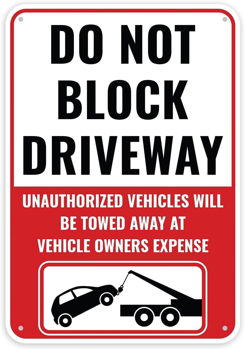 Metal Tin Sign Do Not Block Driveway Sign, 12 x 8 Inches - No Parking ...