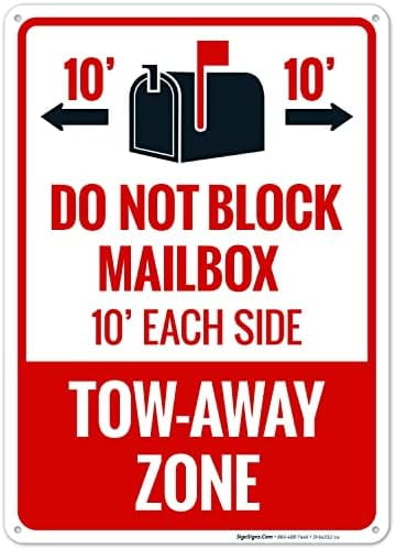 Metal Tin Sign Do Not Block Mailbox for 10Ft Each Side Tow Away Zone ...