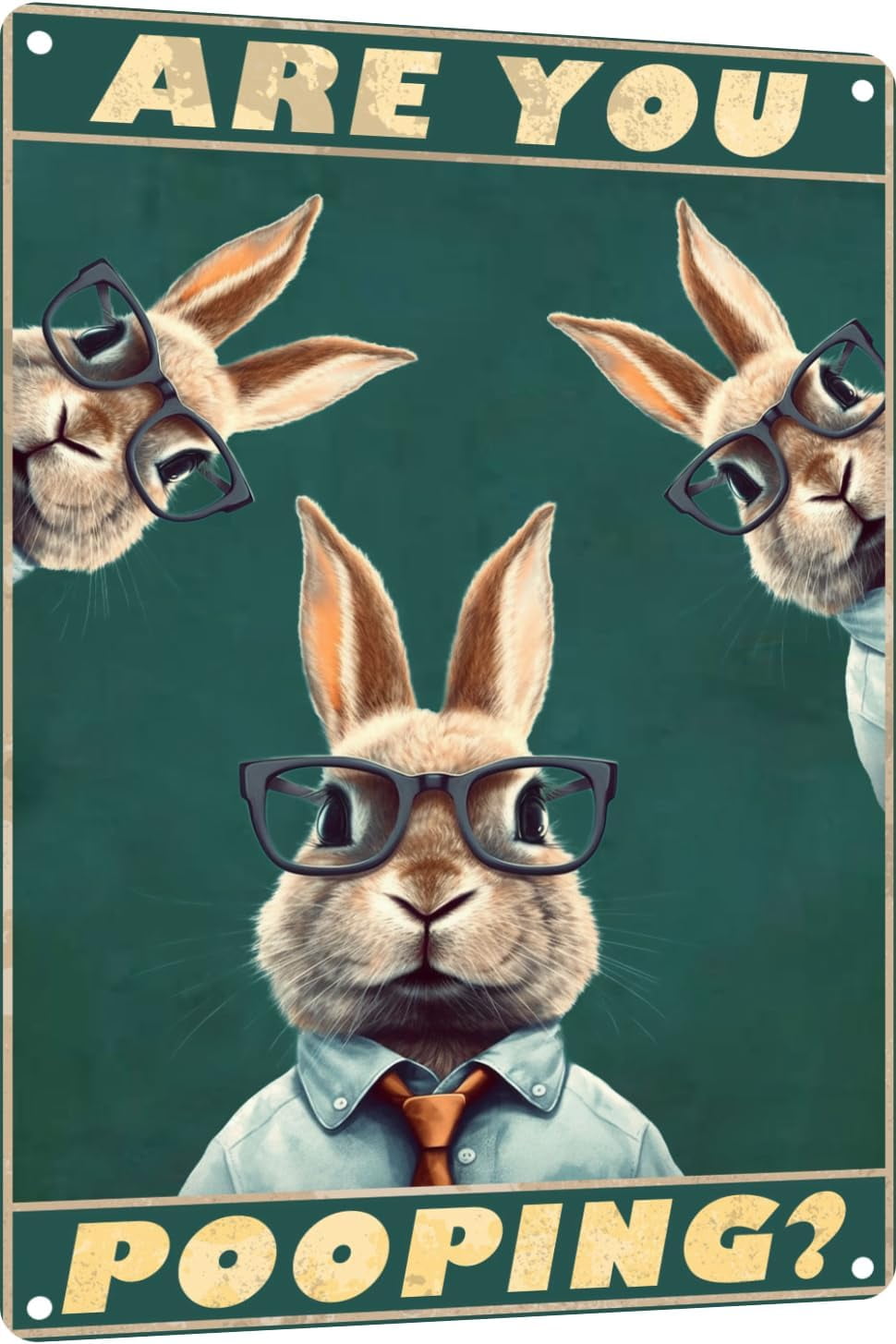 Metal Tin Sign Border Rabbit Are You Pooping Sign Vintage Funny Sign ...