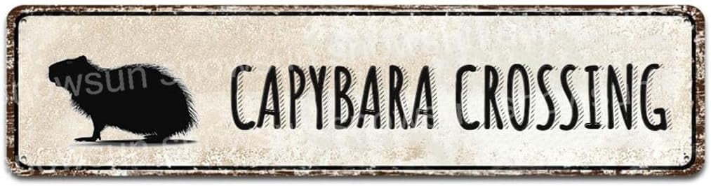 Metal Tin Sign Capybara Crossing Metal Signs Vintage Signs Retro Sign ...
