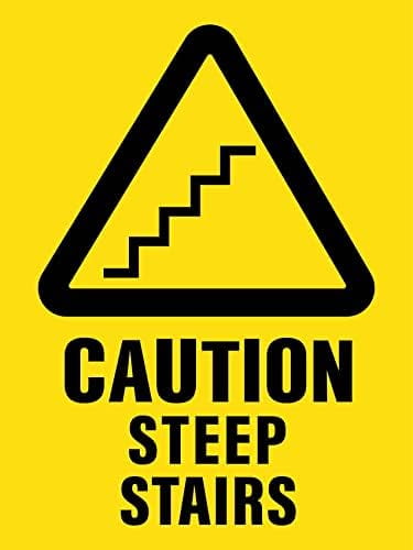 Metal Tin Sign Caution Steep Stairs Sign Caution Danger Safety Security ...