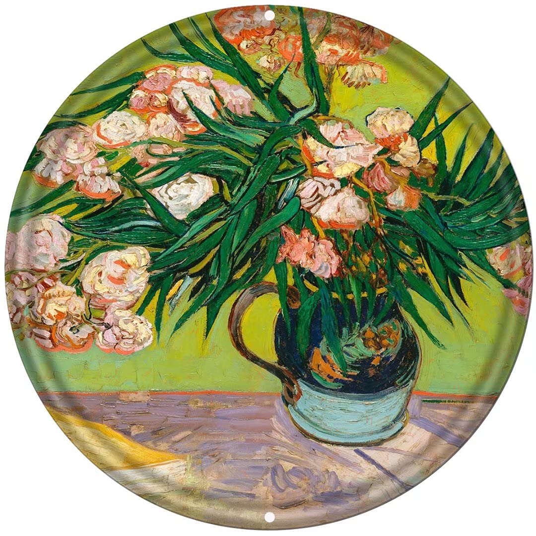 Metal Tin Sign Circle Round Sign Oleanders 1888 Art Retro Metal Round ...