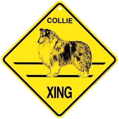 Metal Tin Sign Collie Xing Caution Crossing Dog Gift Sign for Home ...