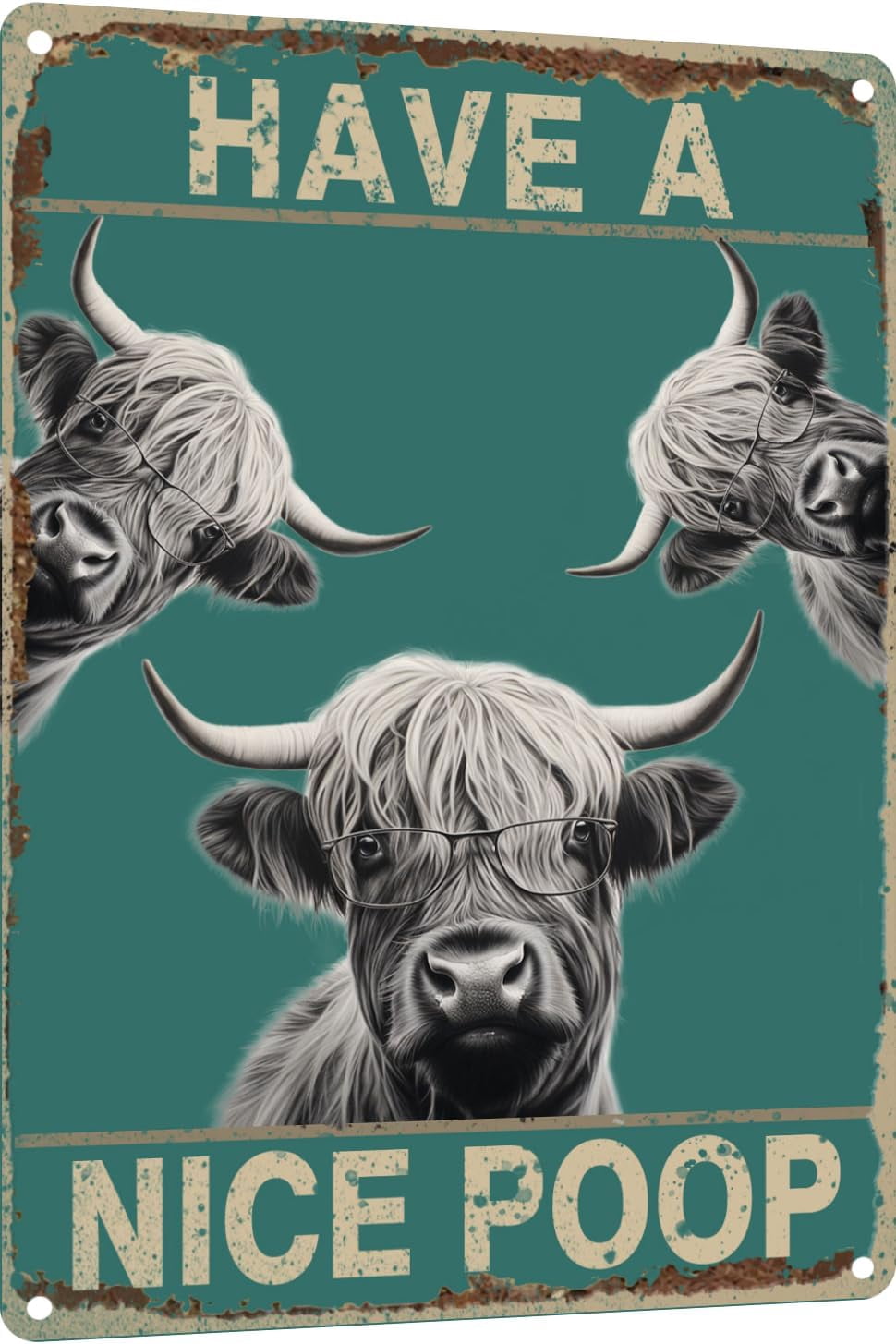 Metal Tin Sign Cow Have a Nice Poop Sign Vintage Funny Sign Retro Metal ...