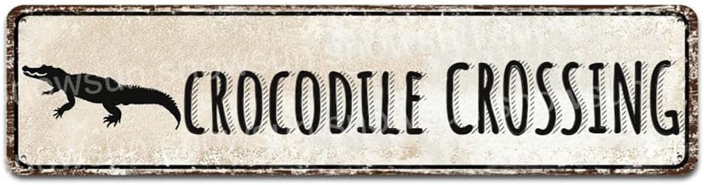 Metal Tin Sign Crocodile Crossing Metal Signs Vintage Signs Retro Sign ...