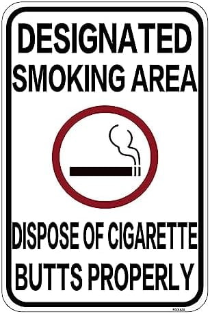 Metal Tin Sign Designated Smoking Area Metal Sign Warning Security ...