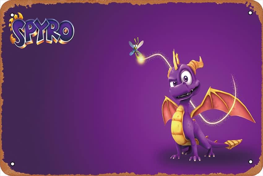 Metal Tin Sign Dragon, Video Game, Spyro (Character), Spyro The Dragon ...