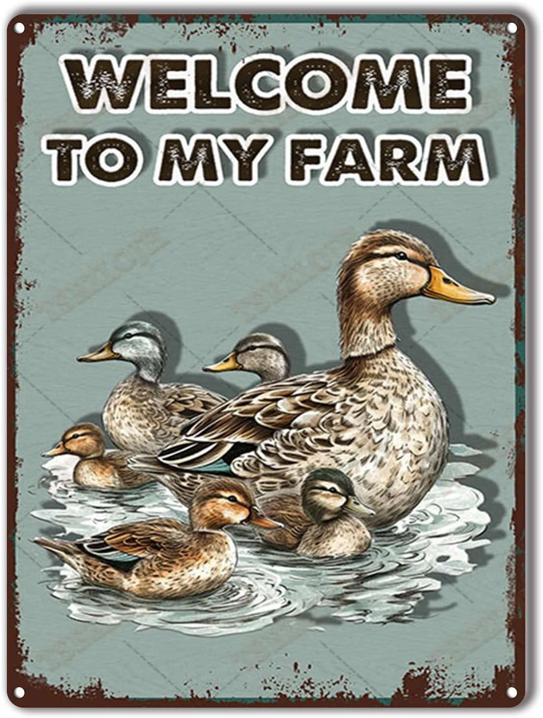 Metal Tin Sign Duck Welcome To My Farm Home Bar Signs for Small Vintage ...