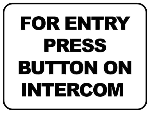 Metal Tin Sign For Entry Press Button on Intercom Sign Warning Security ...