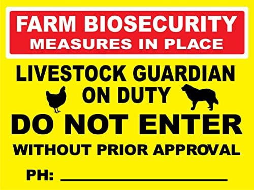 Metal Tin Sign Farm Biosecurity Livestock Guardian On Duty Sign Caution ...