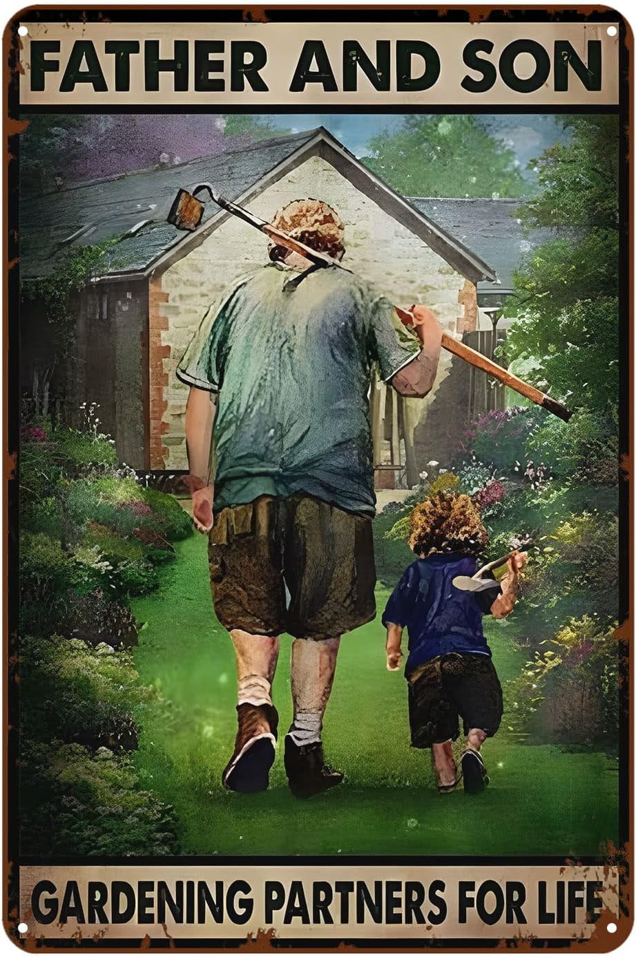 Metal Tin Sign Father and Son Garden Partners for Life Sign Vintage Tin ...